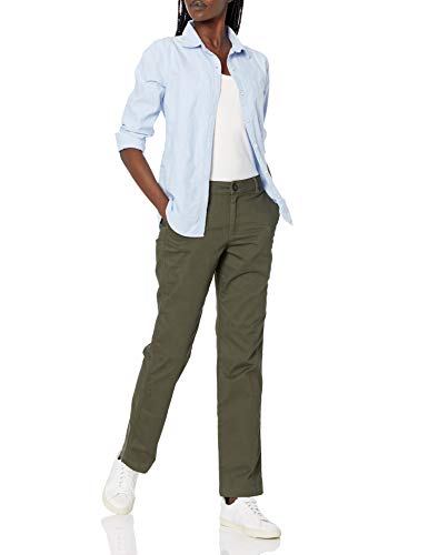 Amazon Essentials Women's Stretch Twill Chino Pant (Available in Classic and Curvy Fits), Dark Olive, 10