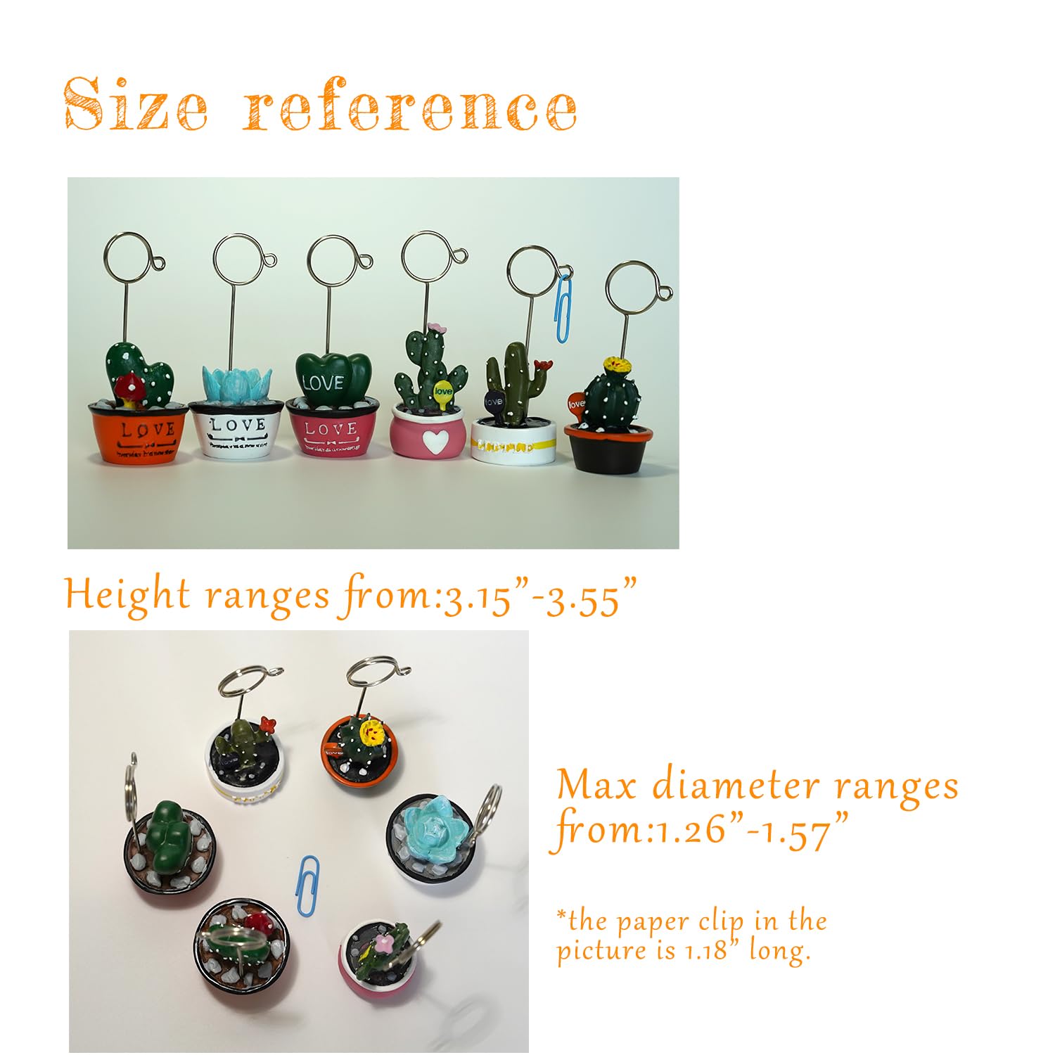 6 Pack Cute Picture Holder,Table Number Holder for Desk, Adorable Cactus Shape Desktop Ornaments Small Place Card Holder, Memo Holder Stand