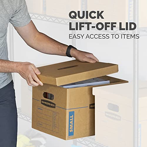 Bankers Box SmoothMove Classic Moving Boxes, Tape-Free Assembly, Easy Carry Handles, Small, 15 x 12 x 10 Inches, 15 Pack (7714209)