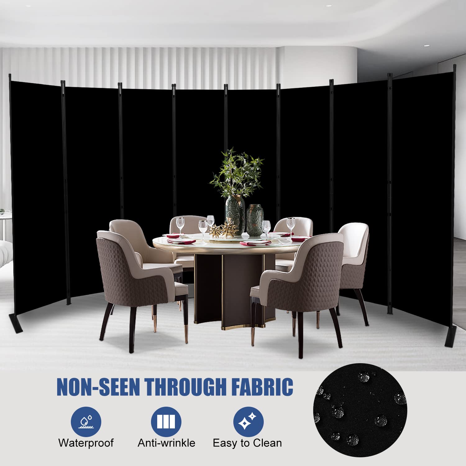 Room Divider and Folding Privacy Screens, 8 Panel Wide Room Divider Wall Screen for Room Separtition, Partition Room Dividers Fabric Panel Wall Dividers Freestanding for Office, Bedroom, Studio Dorm