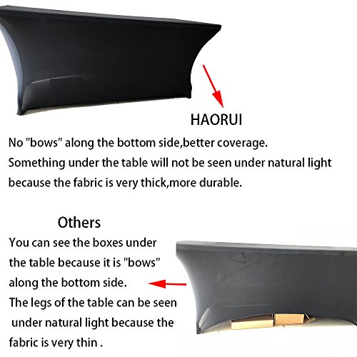 HAORUI 6pcs Stretch Tablecloth 6ft Spandex Table Cover for Craft Exhibitions Wedding Party Show (6ft Black)