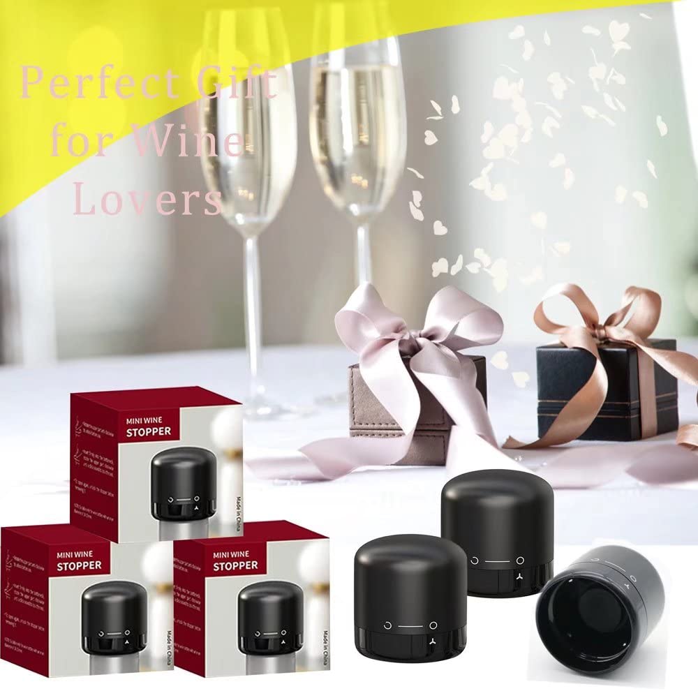 3 Pack Wine Bottle Stopper, Wine Bottle Stopper Reusable Plastic & Silicone Set, Efficient Sealed Storage, Wine Supplies Gift for Friends, Family & Party.