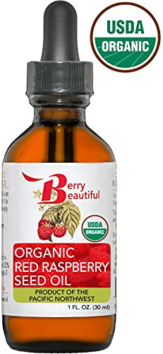 Berry Beautiful Certified Organic Red Raspberry Seed Oil - Cold-pressed from US grown raspberries (1 fl oz)