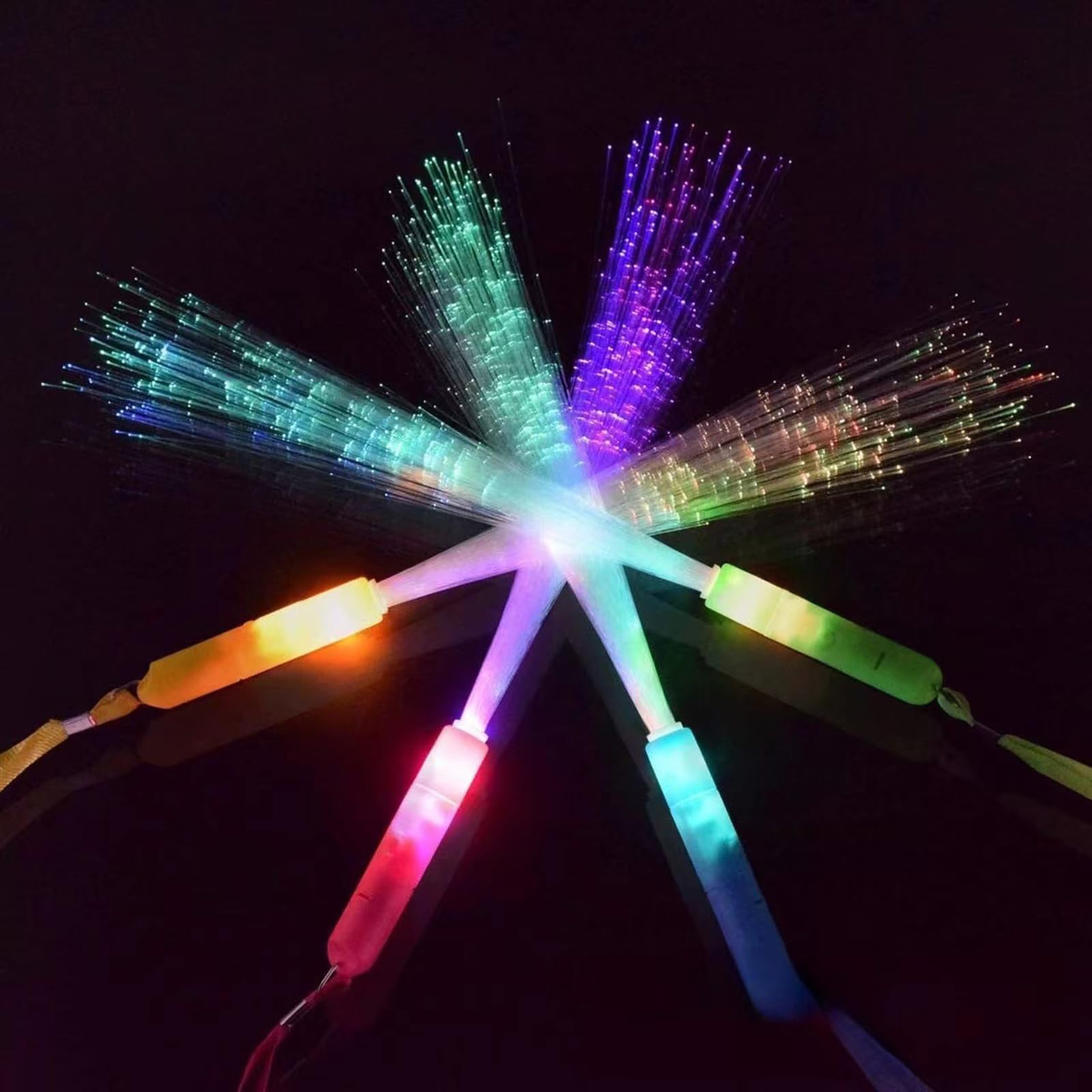 AEAHALY 24 Pieces Light up Wand Glowsticks Colorful Fiber Optic Wand with 3 Light Modes for Wedding Bridal Birthday Shower Glow in The Dark