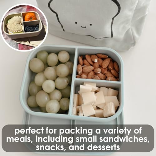 Ali+Oli Leak Proof Bento Box (Dream Blue) Food-Grade Silicone Bento Box, BPA, Phthalate, Lead, & PVC Free - Bento Lunch Box for Kids and Adults - Leak Resistant Sets With Lids Container