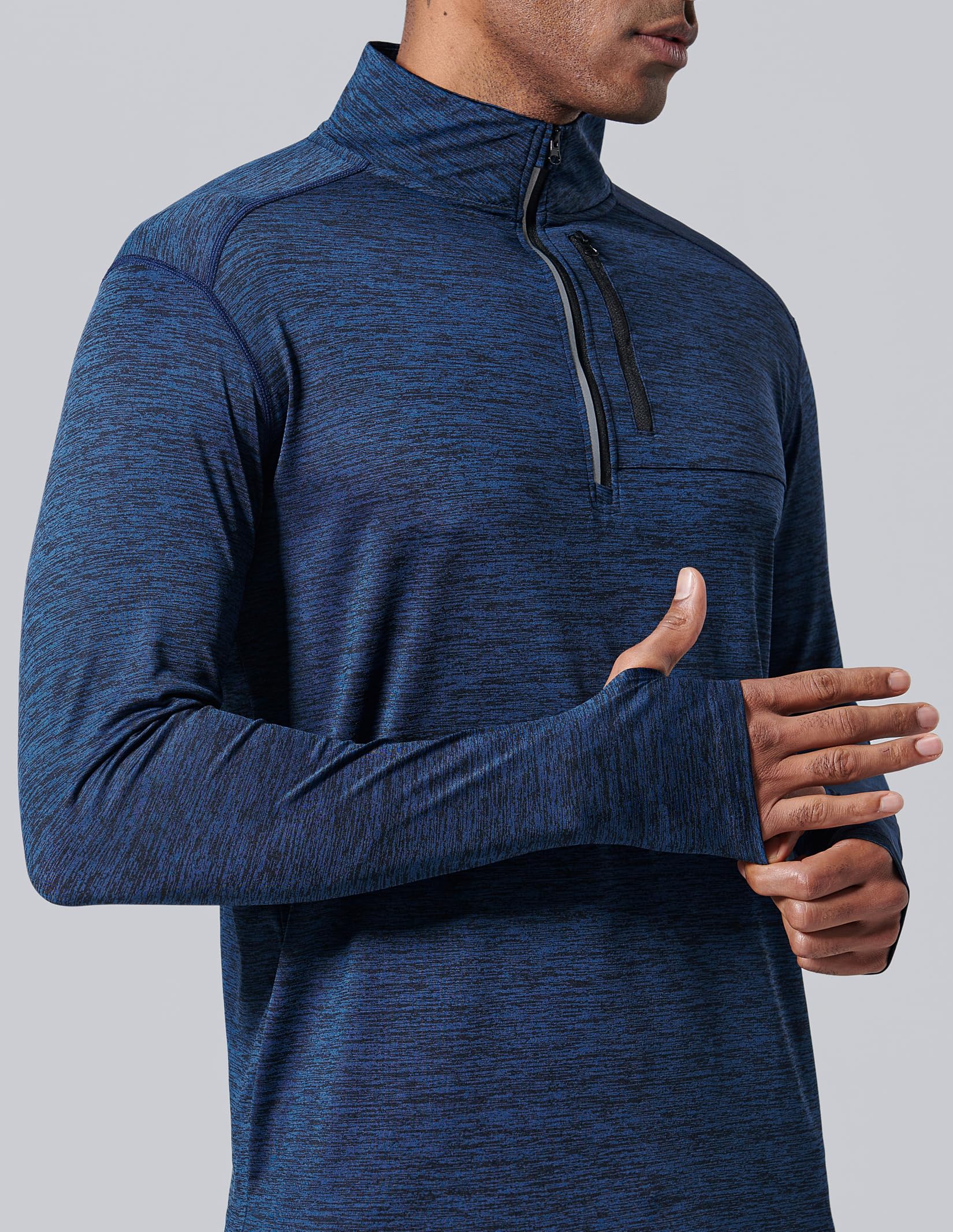 3 Pack: Men's Quarter 1/4 Zip Pullover Long Sleeve Workout Jackets, Athletic Dry Fit Running Shirts (Set 1, Small)