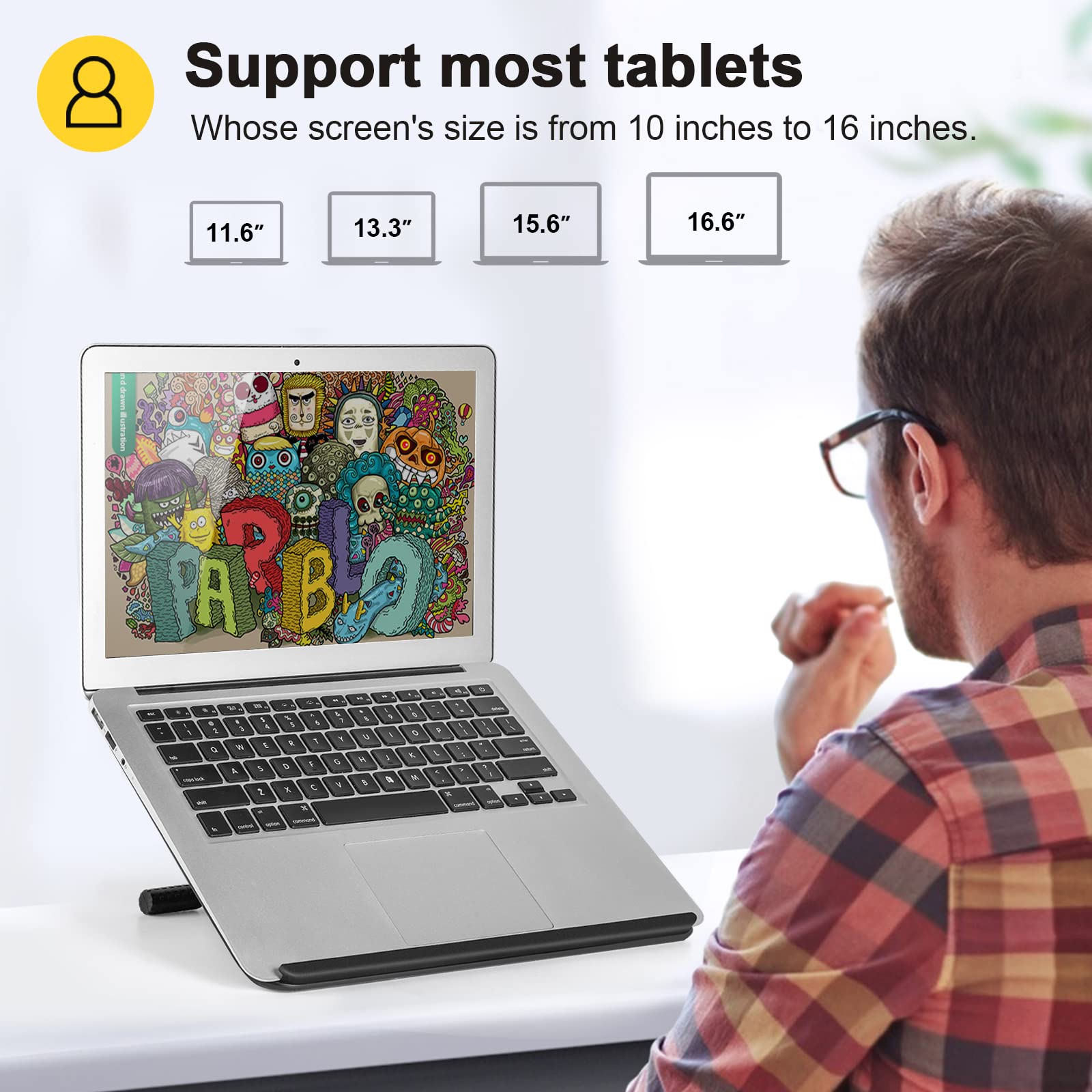 Parblo PR 100 Drawing Tablet Stand,Stable,Adjustable for 10 to 16 Inches Digital Graphics Drawing Monitors Art Tablets Laptops, Compatible with Laptop,iPad Pro,MacBook,Wacom Cintiq 16