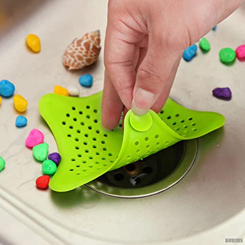 3Pcs Starfish Rubber Sink Strainers - Drain Hair Catcher - Kitchen Sink Strainer Stopper Silicone Drain Cover - Tub Drain Hair Catcher, Bathroom Sink Drain Strainer for Sink, Bathtub Strainer