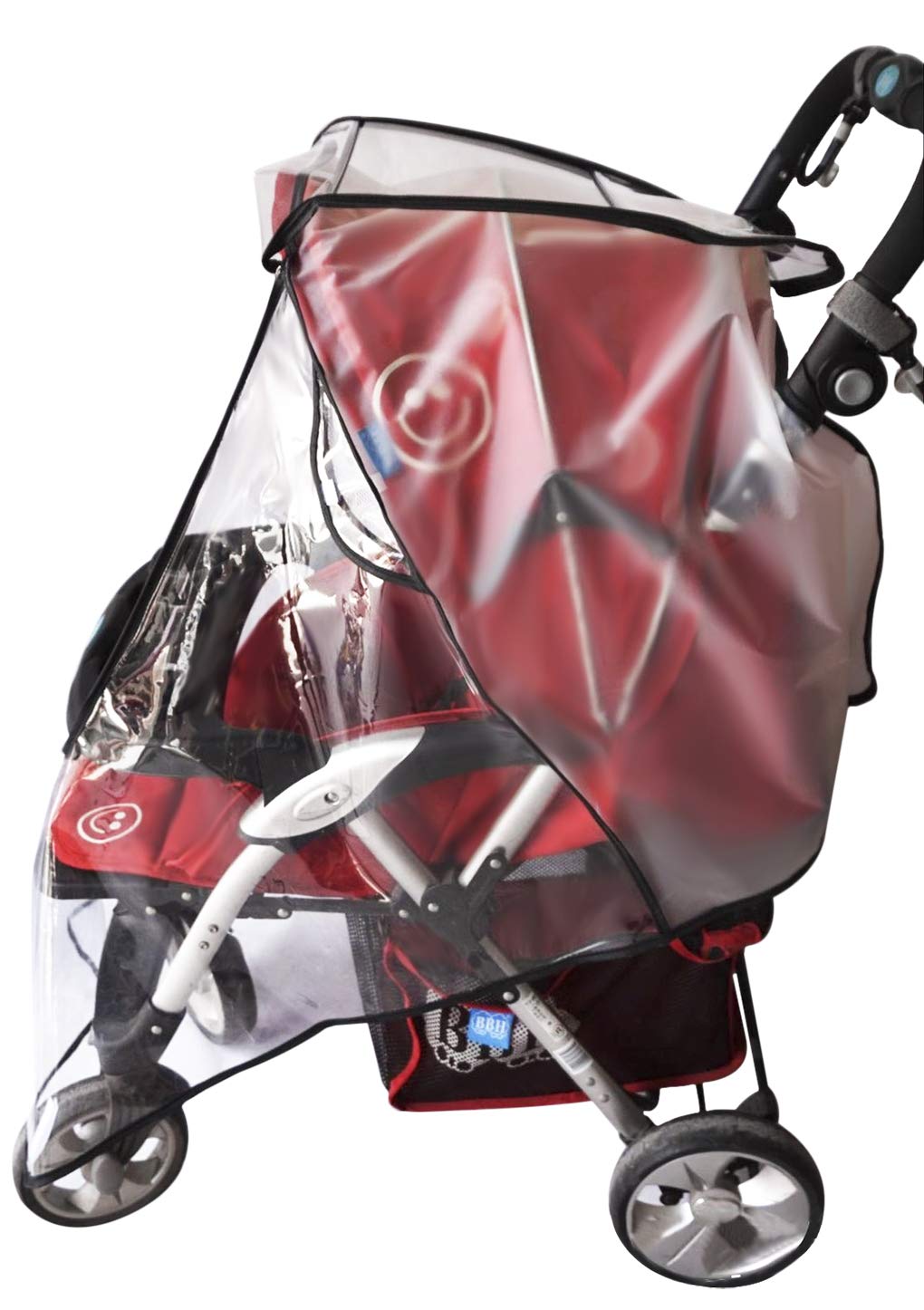 Universal Baby Stroller Rain Cover Clear Transparent Pushchair Stroller Raincoat Waterproof Windproof Buggy Pram Rain Cover Canopy Weather Shield (Transparent EVA)