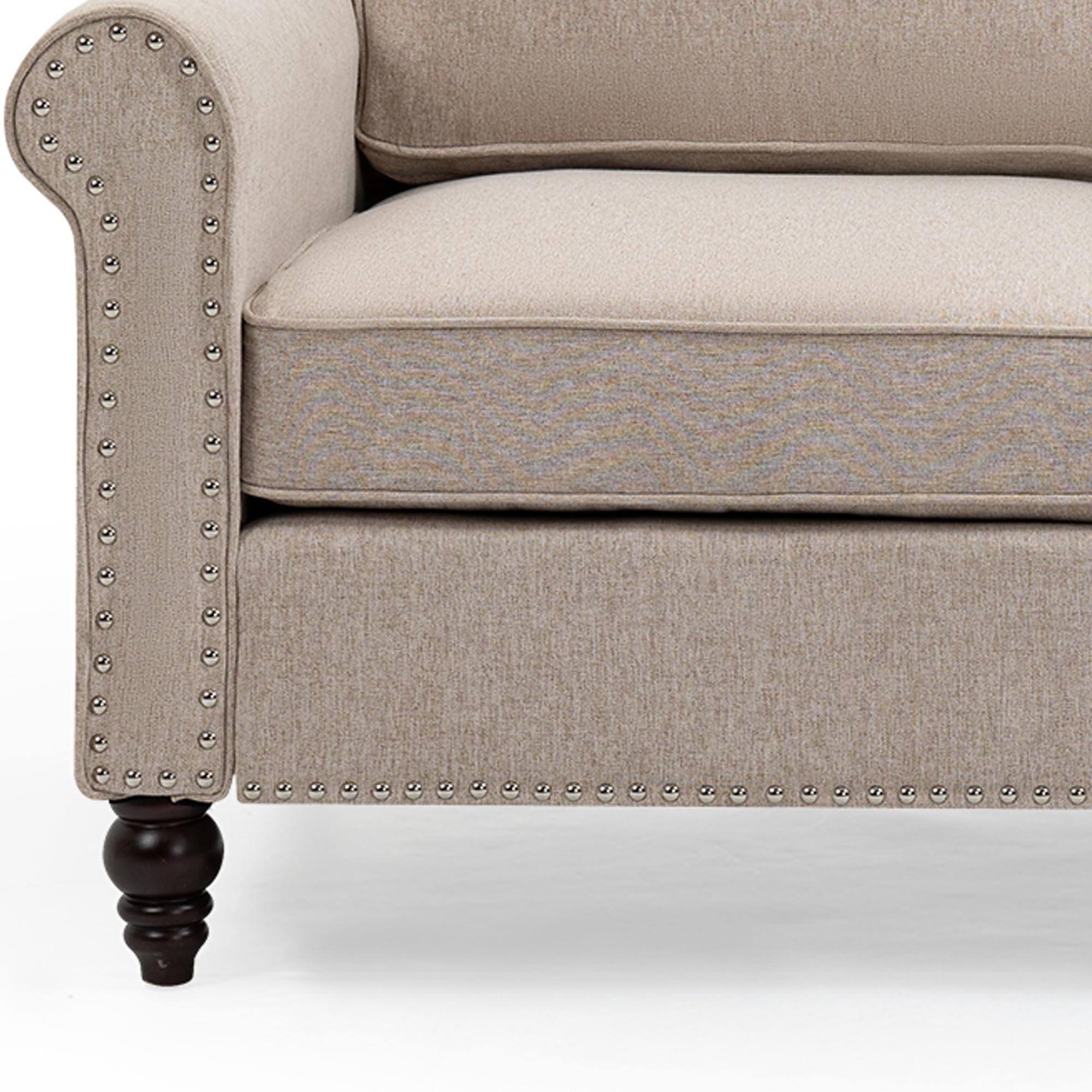 48" Small Loveseat Sofa Couch, Mid Century Modern Comfy Sofa Couch, Upholstered 2 Seater Mini Love Seat Couch with Rolled Armrest & Nailhead Trim for Small Spaces, Bedroom, Living Room, Apartment