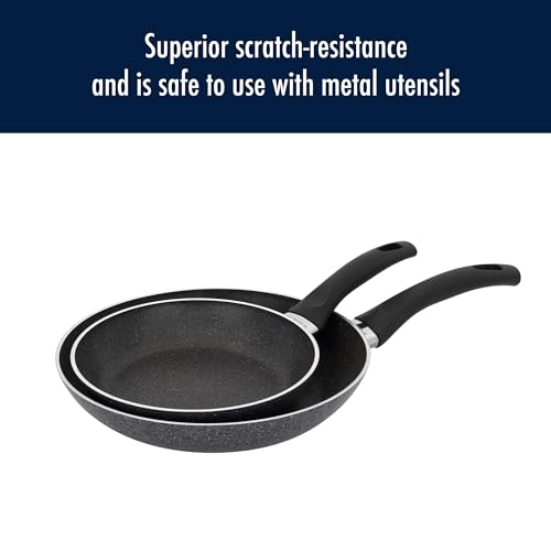 Henckels Everlift 2-Piece Granitium Nonstick Frying Pan Set, 8-inch and 10-inch frying pan, Made in Italy, durable 3-layer granite-hued nonstick coating from recycled materials, Oven safe to 400°F