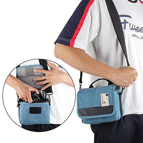 Besnfoto Camera Bag Small for Women Men, Mirrorless Camera bag Cute Compact Waterproof Canvas Messenger Bag for DSLR SLR Camera Case