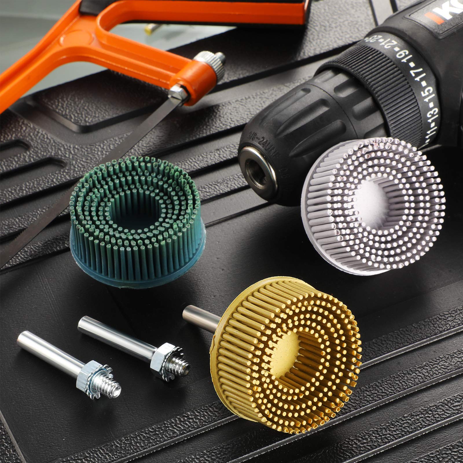 3 Pieces 2 Inch Bristle Disc Assorted Grit 50# 80# 120# Coarse Bristle Disc Attachment Abrasive Coating Removal Disc with 1/4 Inch Round Shank (50# 80# 120#)