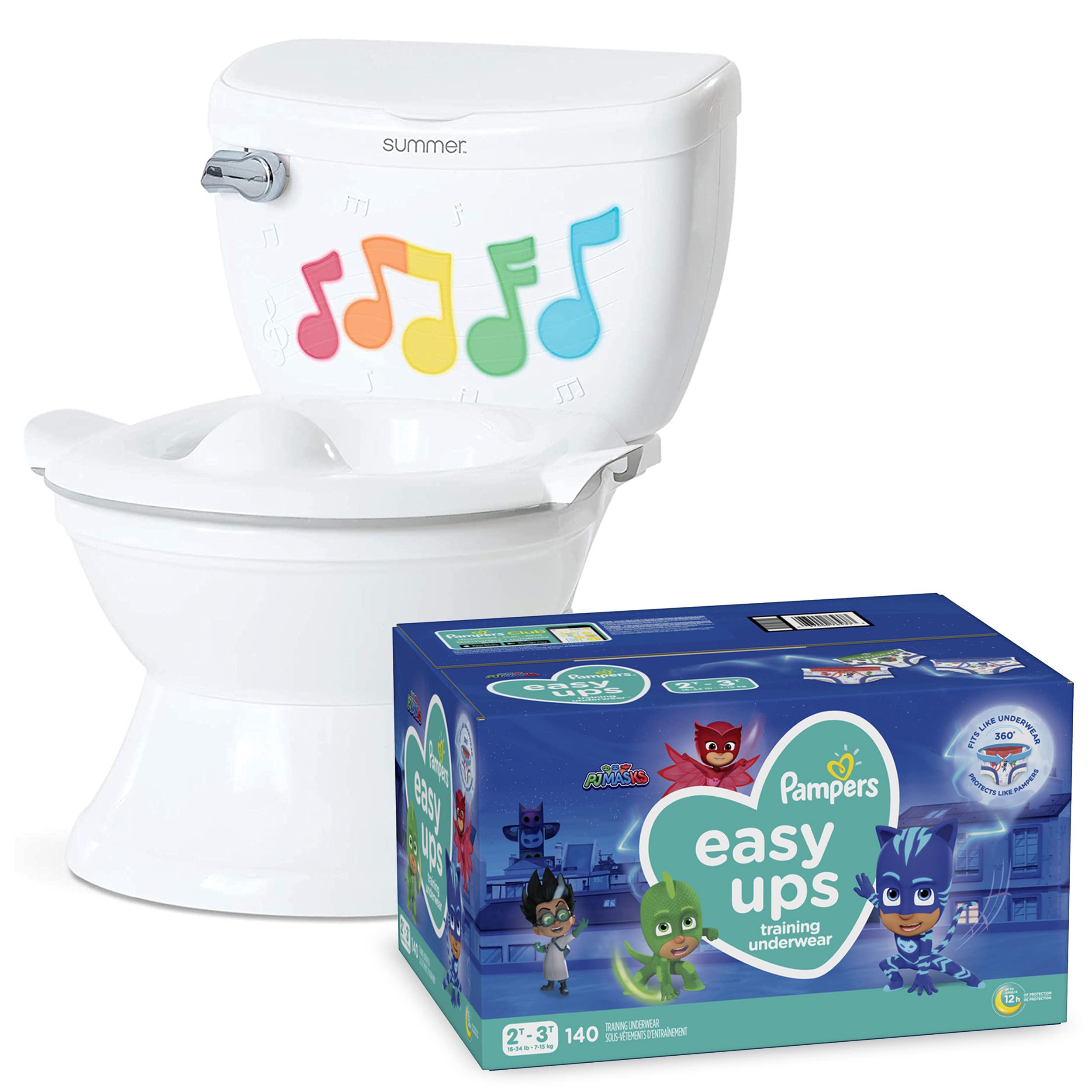 Potty Training Seat Starter Kit—My Size Potty Lights & Songs Transitions and Pampers Easy Ups 2T-3T Potty Training Underwear for Boys and Girls, Size 4, 140 Count (Packaging May Vary)
