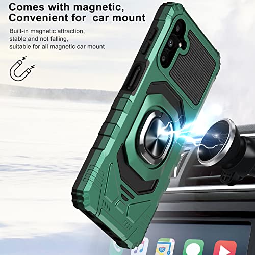 Ailiber Phone Case for Samsung Galaxy A04S, Samsung A13 5G Case with Screen Protector, Ring Kickstand for Magnetic Car Mount, Military Grade, Shockproof Rugged Protective Cover for Galaxy A04 S-Green