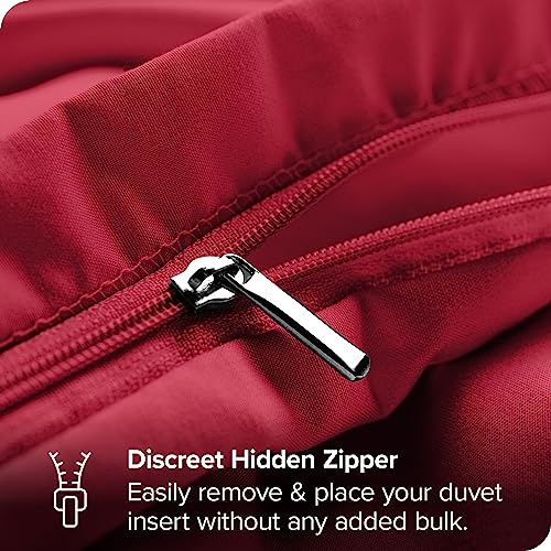 Bare Home Duvet Cover Queen Size - Premium 1800 Super Soft Duvet Covers Collection - Lightweight, Cooling Duvet Cover - Soft Textured Bedding Duvet Cover (Queen, Red)