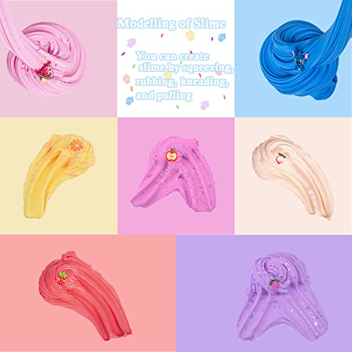 7 Pack Mini Butter Slime Kit for Girls 10-12, with Blue Slime, Lemon Watermelon and Peachybbies Slime Charm etc,DIY Scented Putty Slime for Kids,Soft and Non-Sticky,Cute Stuff Toys