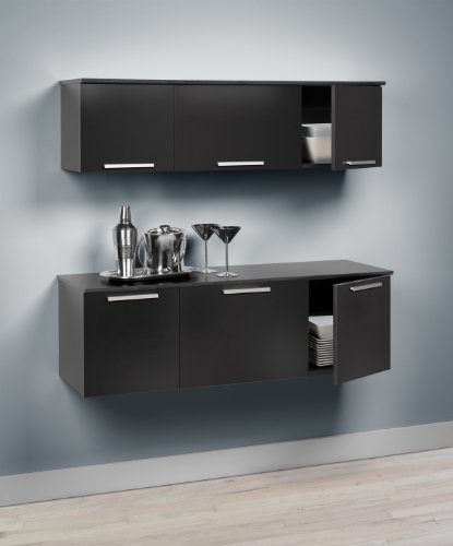 Black Coal Harbor Wall Mounted Hutch, 12.5"D x 47.25"W x 13"H, Black
