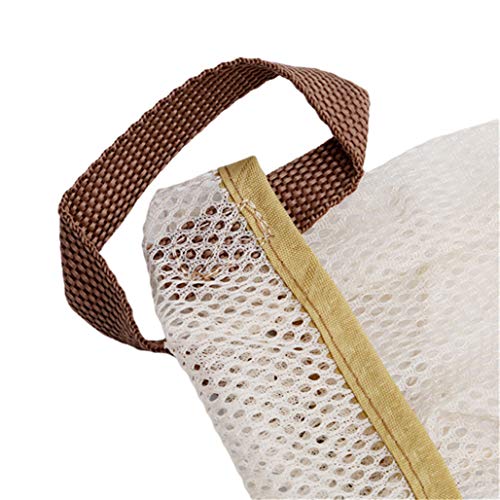LoveAloe Fruits Vegetables Hanging Hollow Breathable Mesh Bag Portable Handle Kitchen Storage Bag,Beige