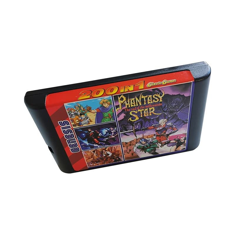 200 in 1 - 16 Bit MD Game Card For Sega Mega Drive For Sega Genesis and for Original Console (Black)