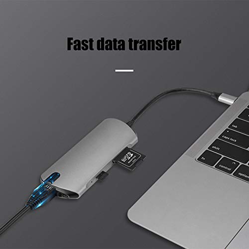 XUNMAIFHB Portable Docking Station,8-in-1 USB Type-c Converter 1 Drag 8 Computer Splitter USB3.0A, HDMI, RJ45 (Gigabit) TF/SD, PD Fast Transmission