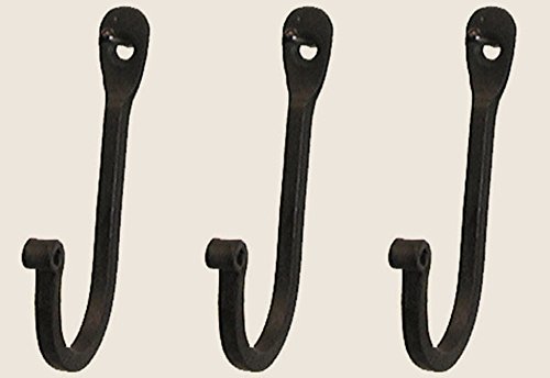 Colonial Tin Works Vintage Hand Forged Iron Classic Early American Plain Hook Black Set of 12 (Set of 12)