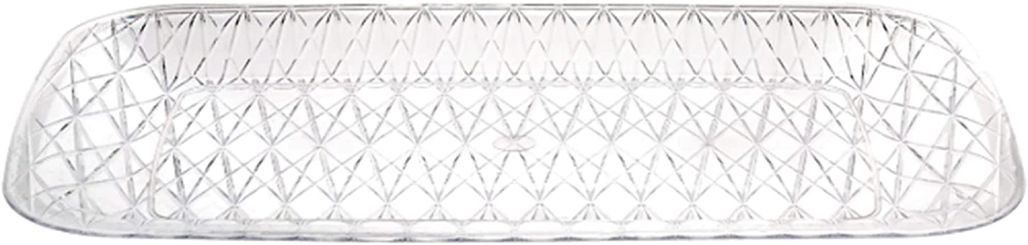 3 Plastic Clear Rectangle Serving Tray 16" x 10.5" Bottom Etched Design