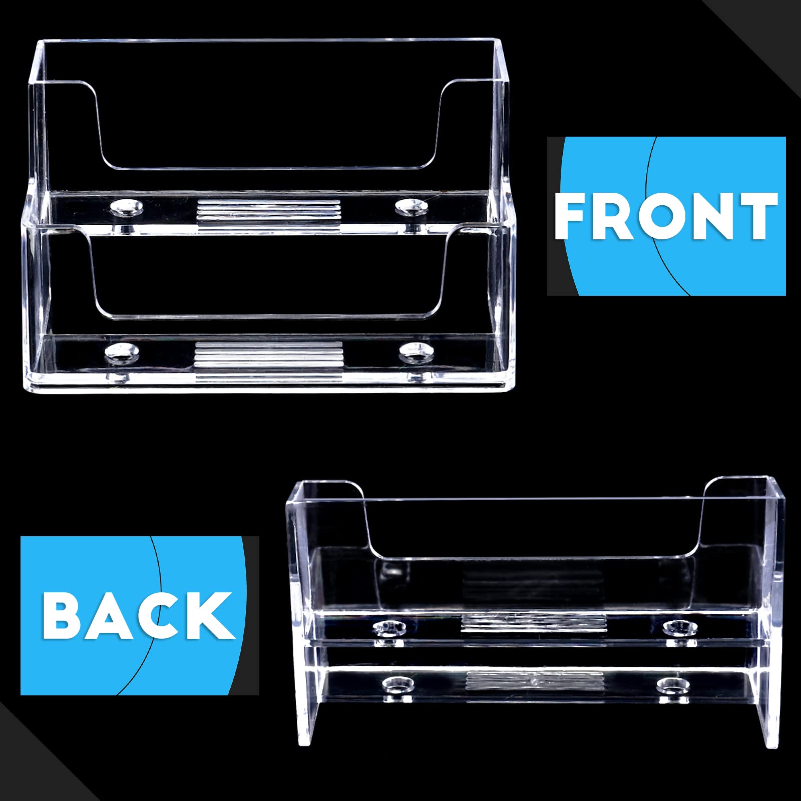 4 Pcs Acrylic Business Card Holder 2 Tiers Clear Plastic Card Stand Organizer Card Holder Display for Home Office 120 Cards Capacity