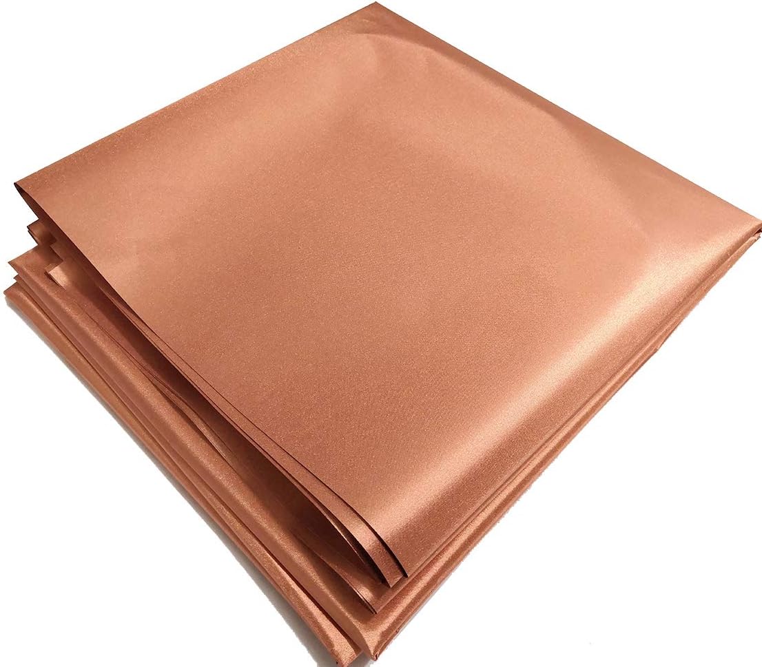 Amradield Copper Fabric Blocking RFID/RF-Reduce EMF/EMI Protection Certified Material Blocks RF Signals (WiFi, Cell, Bluetooth, Radiation Shielding) Golden Color 39"x43" inch