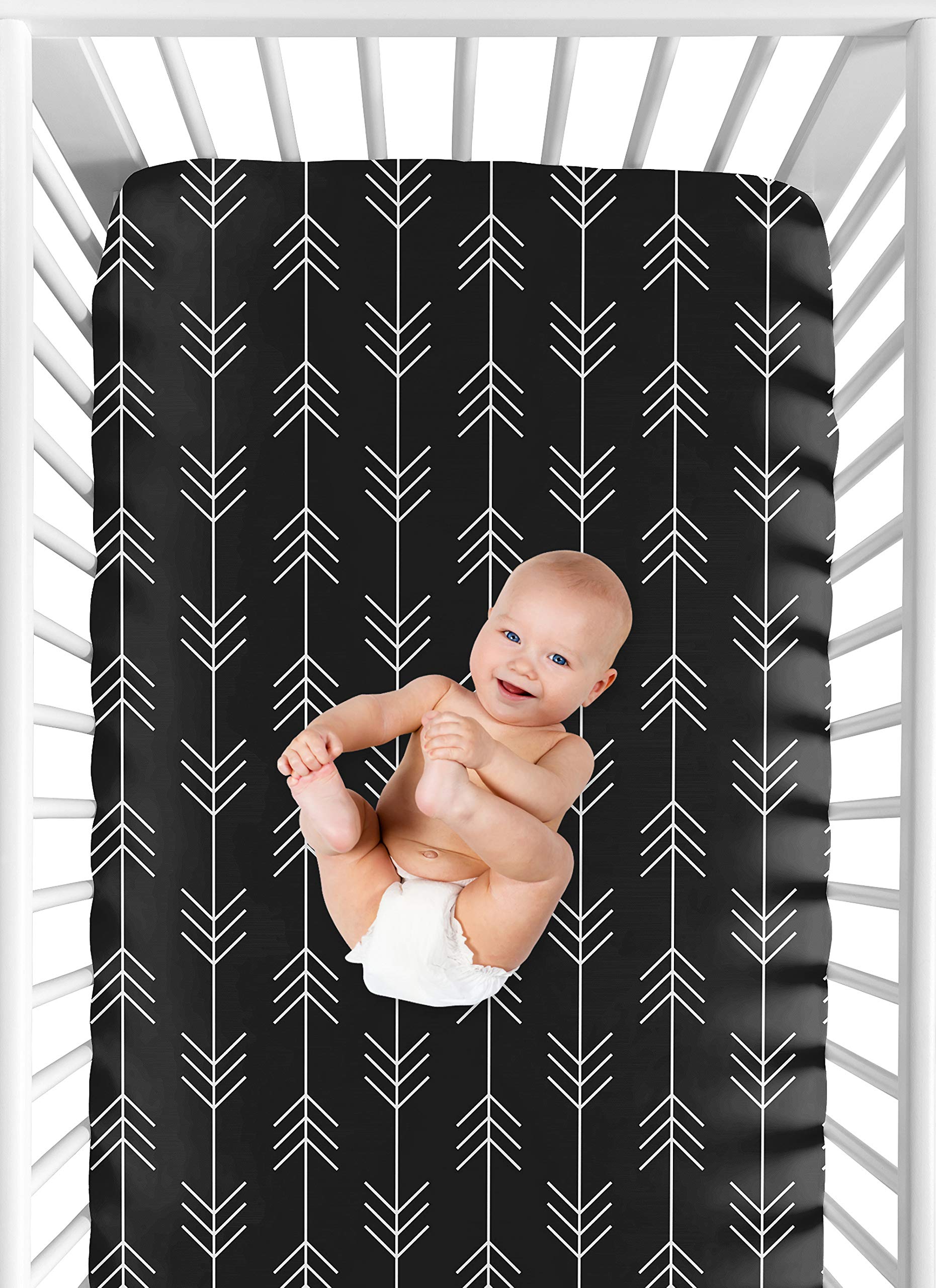 Black and White Woodland Arrow Baby or Toddler Fitted Crib Sheet for Rustic Patch Collection by Sweet Jojo Designs