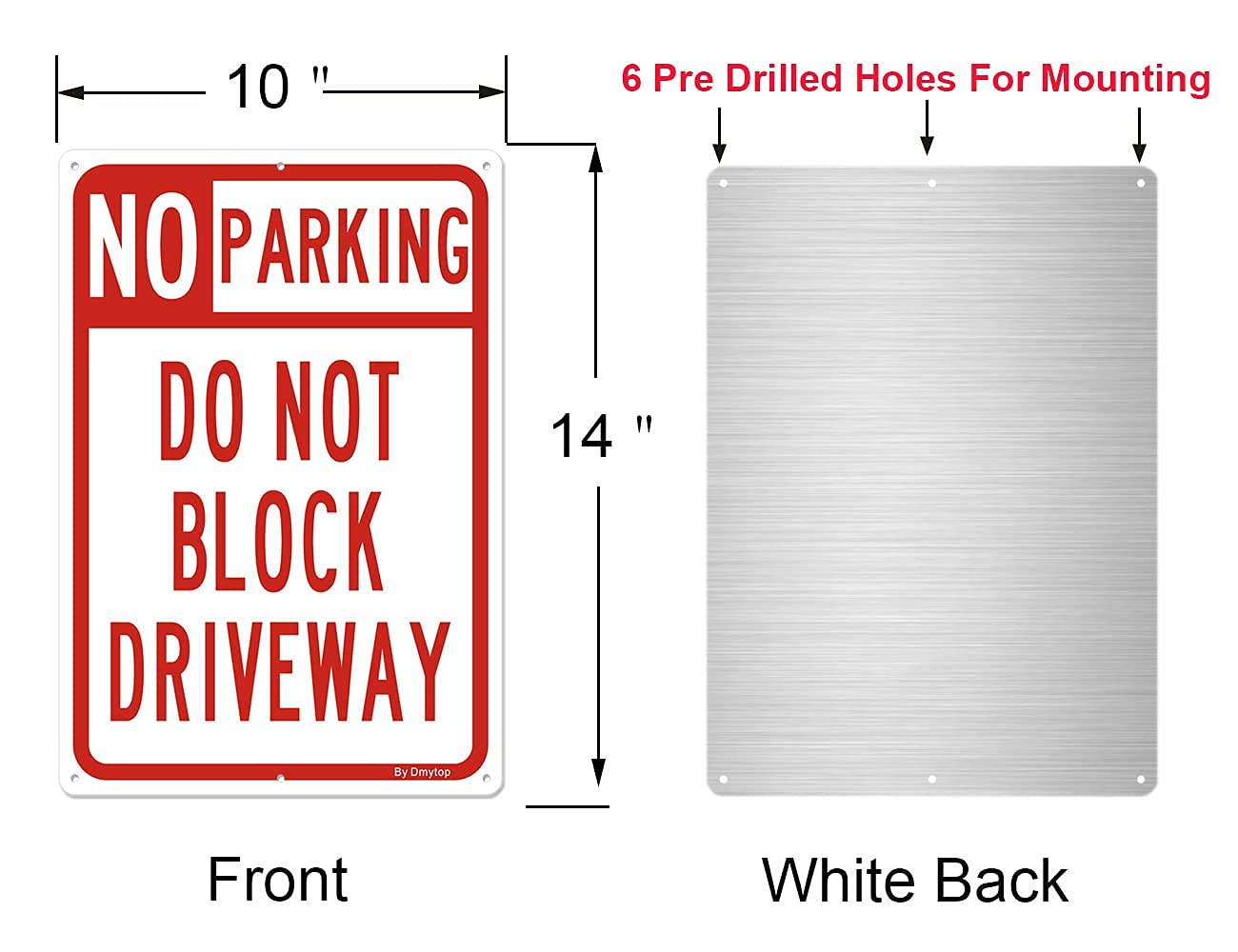 No Parking Sign Do Not Block Driveway Sign, (2 Pack) 10 x 14 Inches Rust Free Aluminum Metal Sign, UV Protected Weather Resistant Durable In Easy to Mount