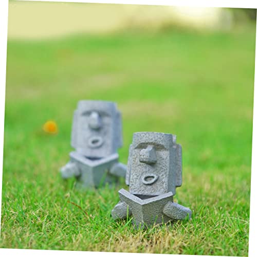 Abaodam 1pc Moai Glasses Holder pencil for kids mini plants retro decor easter island moai figurine easter island garden statue desktop pen cup Stone Figure Ornament Creative Pen Holder