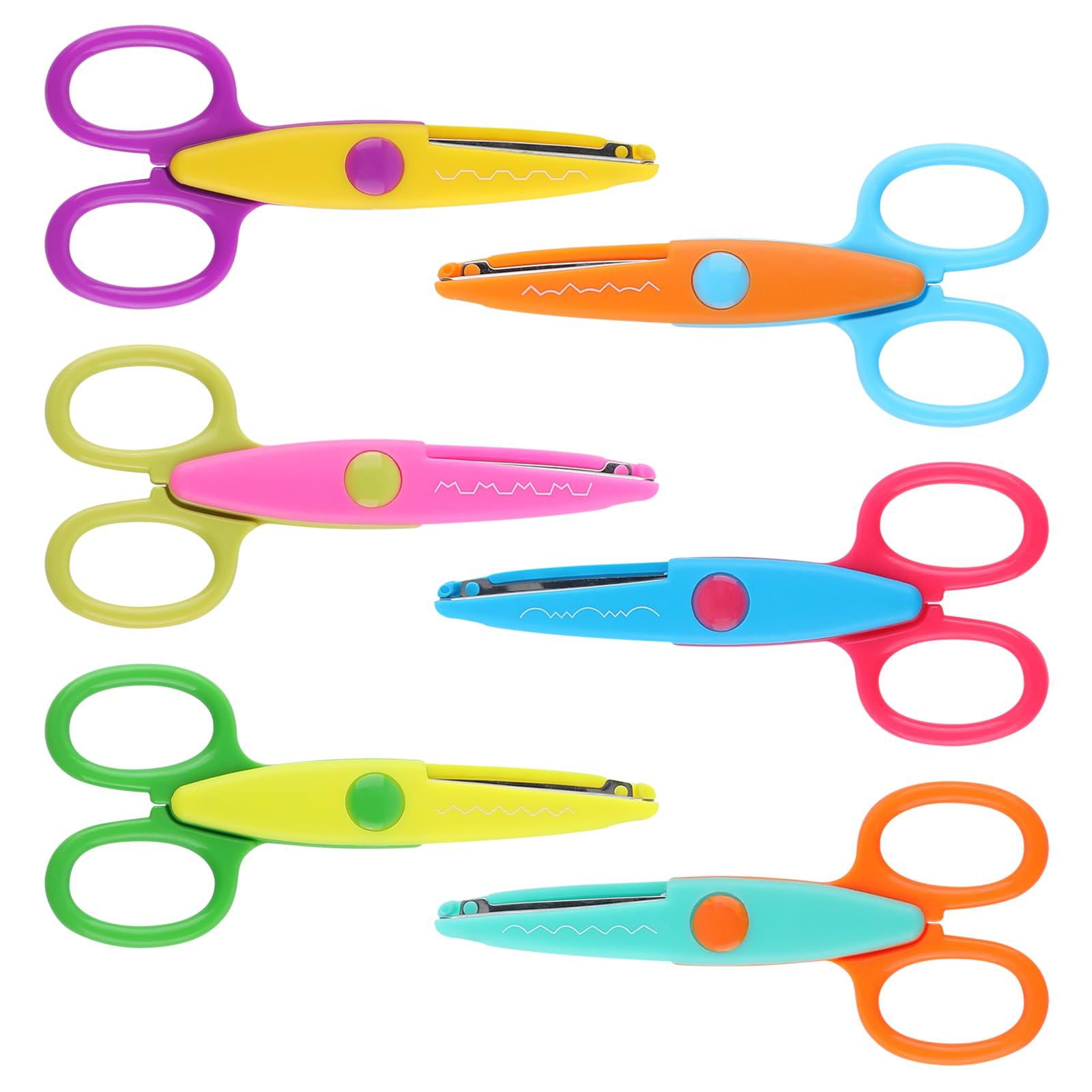 6 Pairs of Decorative Edge Scissors, Zig Zag Scissors, Craft Scissors for DIY Lovers, Safety Scissors for Decorative Paper Cutting, DIY, Photo Trimming, Scrapbook, Children's Intelligence Development