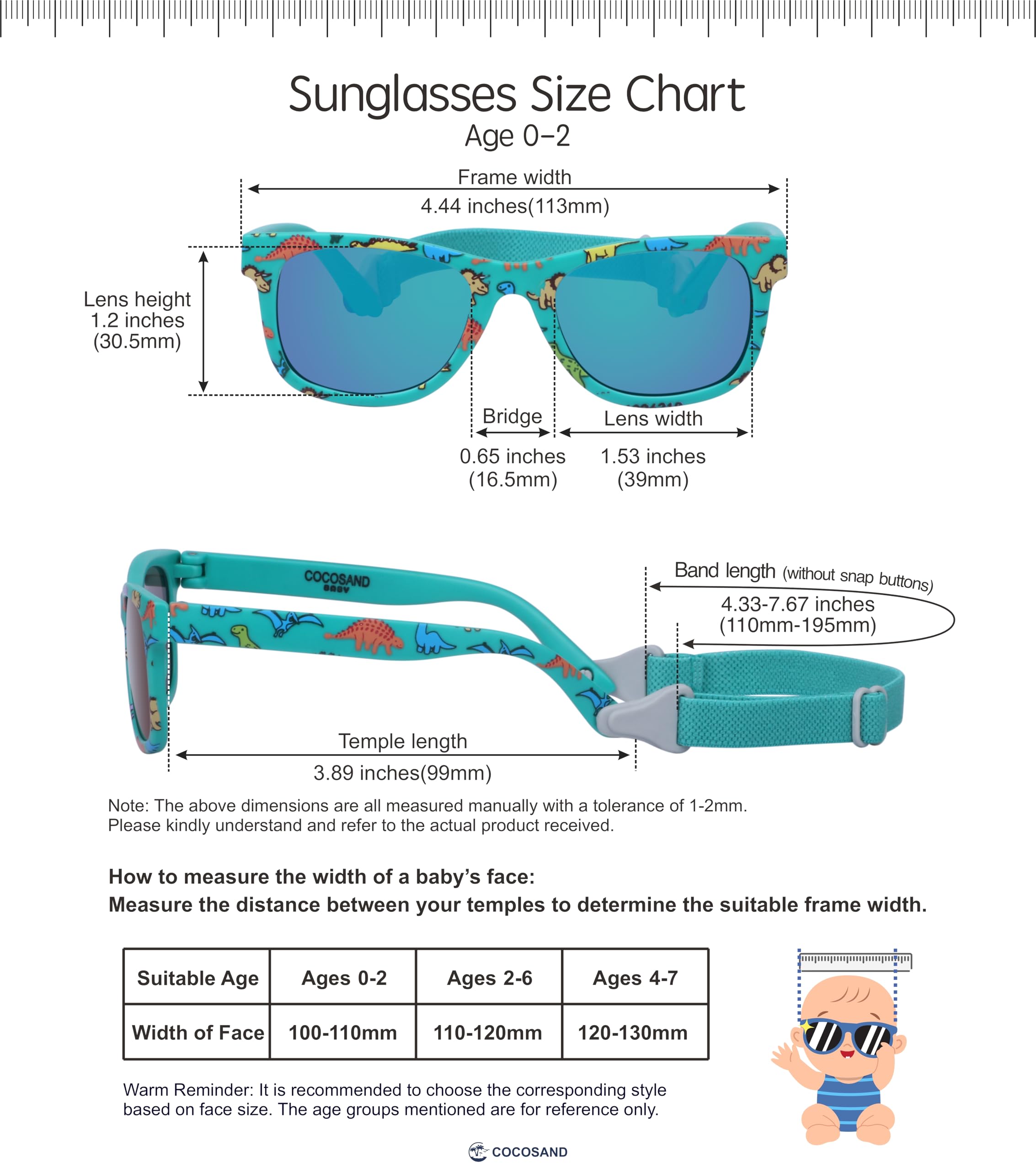 COCOSAND Flexible Baby Sunglasses with Strap Polarized UV Protection for Toddler Infant Newborn Boys Grils Age 0-24 Months