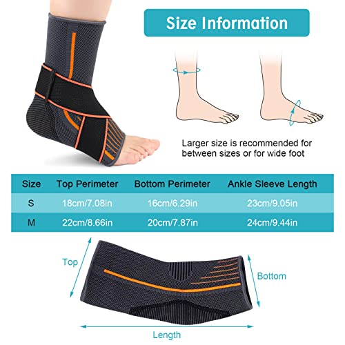 Ankle Support Brace, Breathable Plantar Fasciitis Sock with Arch Support Compression Ankle Brace Sleeve Elastic Foot Strap Guard Foot Brace for Sprained Ankle, Heel Pain Sports(Men's One Size (L))