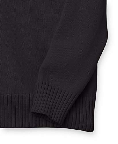 Amazon Essentials Women's 100% Cotton Long-Sleeve V-Neck Sweater, Black, Large