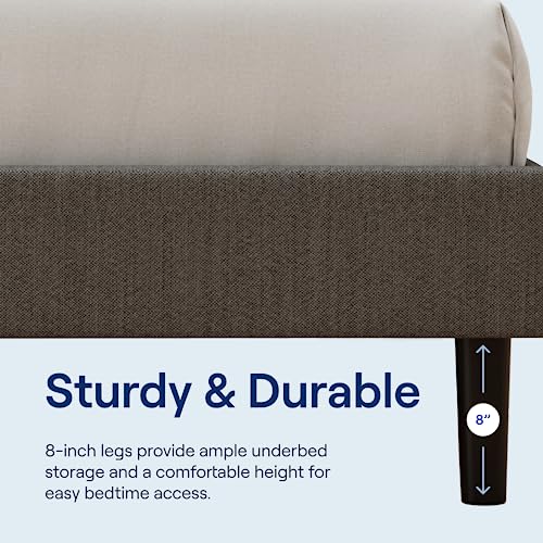 Nectar Bed Frame & Headboard - Gray - Queen - 8 Inch Legs and Sturdy Wooden Slats for Support - Contemporary and Durable Upholstery - Holds Up To 700 Pounds - Easy Assembly