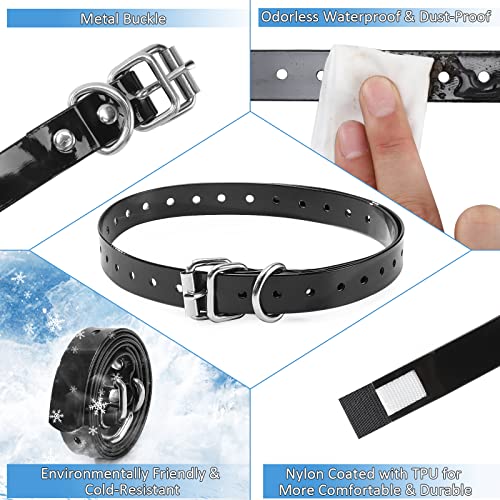 LuckinPET Waterproof Dog Collar Replacement Strap for Shock Collar and Fence Easy Clean Odorless Dog Collar Metal Buckle 3/4 Inch Adjustable Size Durable Anti-Odor TPU Dog Collar