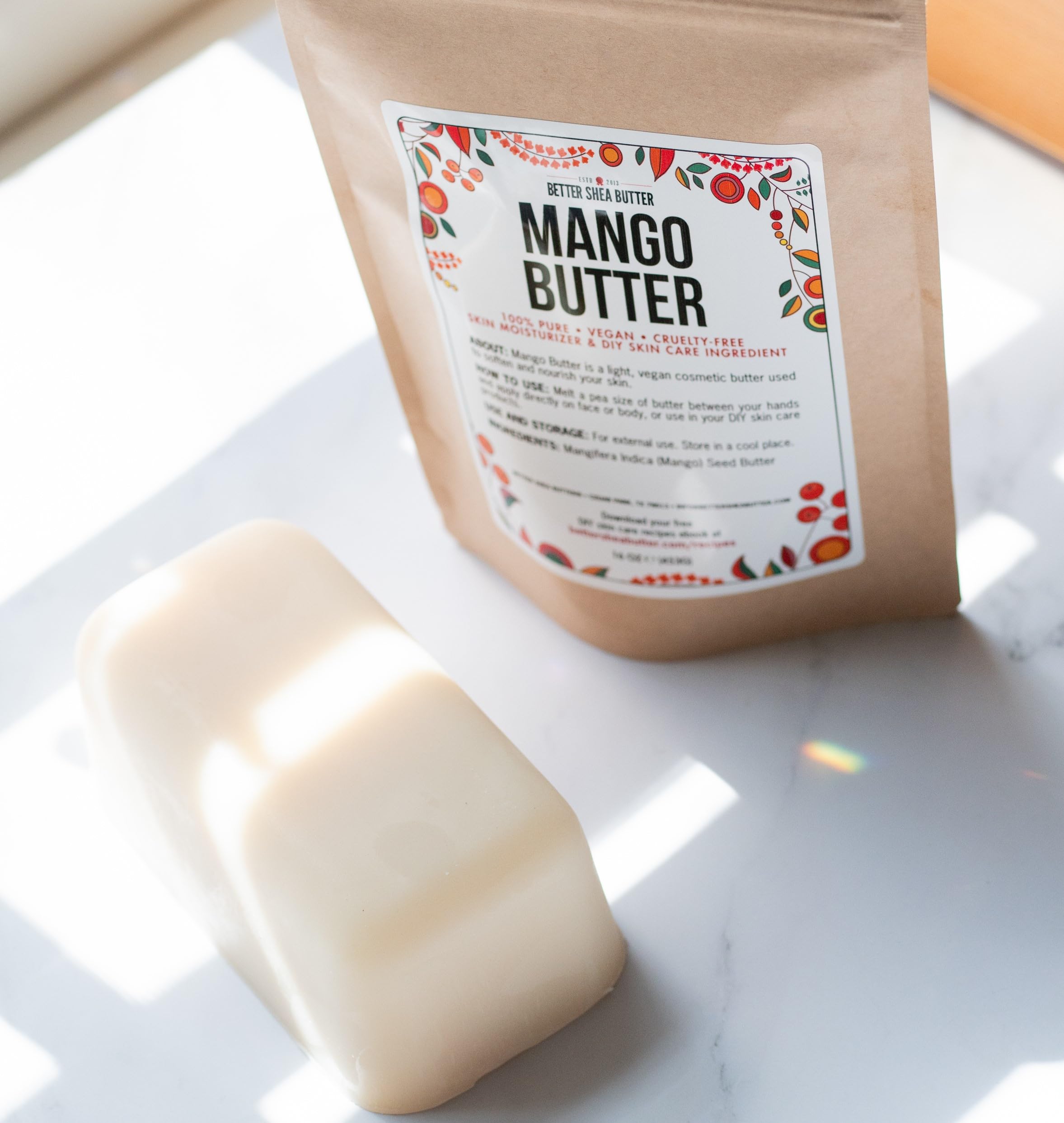 Better Shea Butter Mango Butter 100% Natural Skin Moisturizer, 1 LB Block