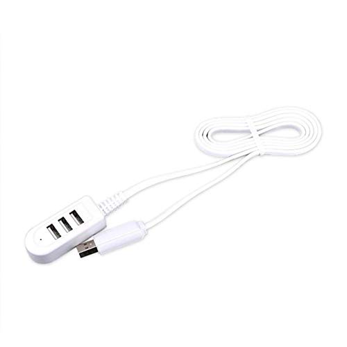 Lysee Data Cables - 3usb Multi-Function 3A Charger Converter spliltter Extension line Expansion Multi-Port HUB hub for Laptop - (Color: White, Cable Length: 120CM)