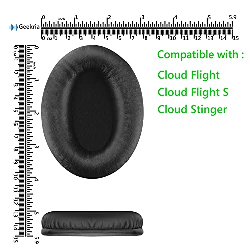 Geekria QuickFit Replacement Ear Pads for HyperX Cloud Flight, Cloud Flight S, Cloud Stinger Gaming Headphones Ear Cushions, Headset Earpads, Ear Cups Repair Parts (Black)