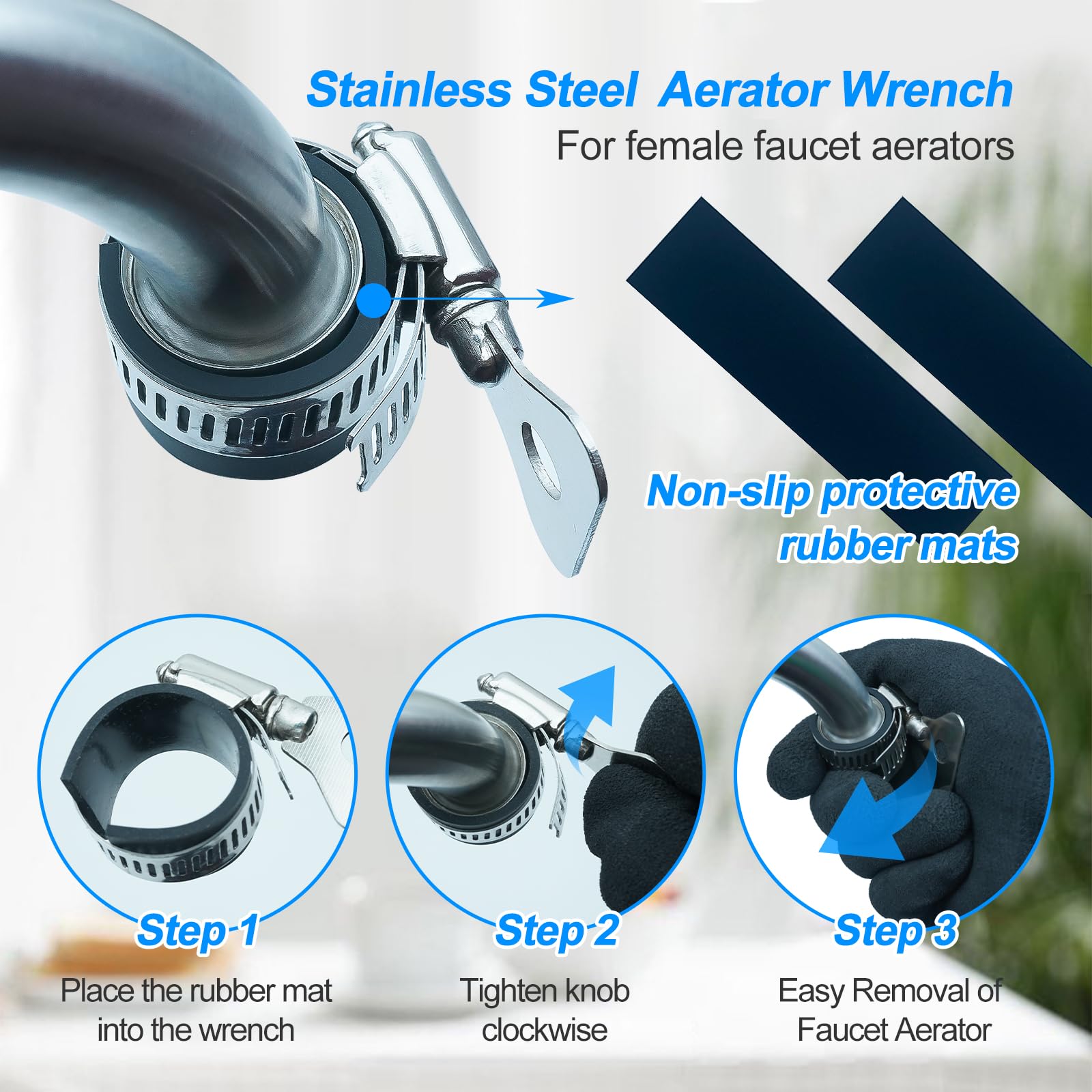 304 Stainless Steel Aerator Key,Faucet Aerator Removal Tool, Faucet wrench with Aerator Shell Removal Tool.