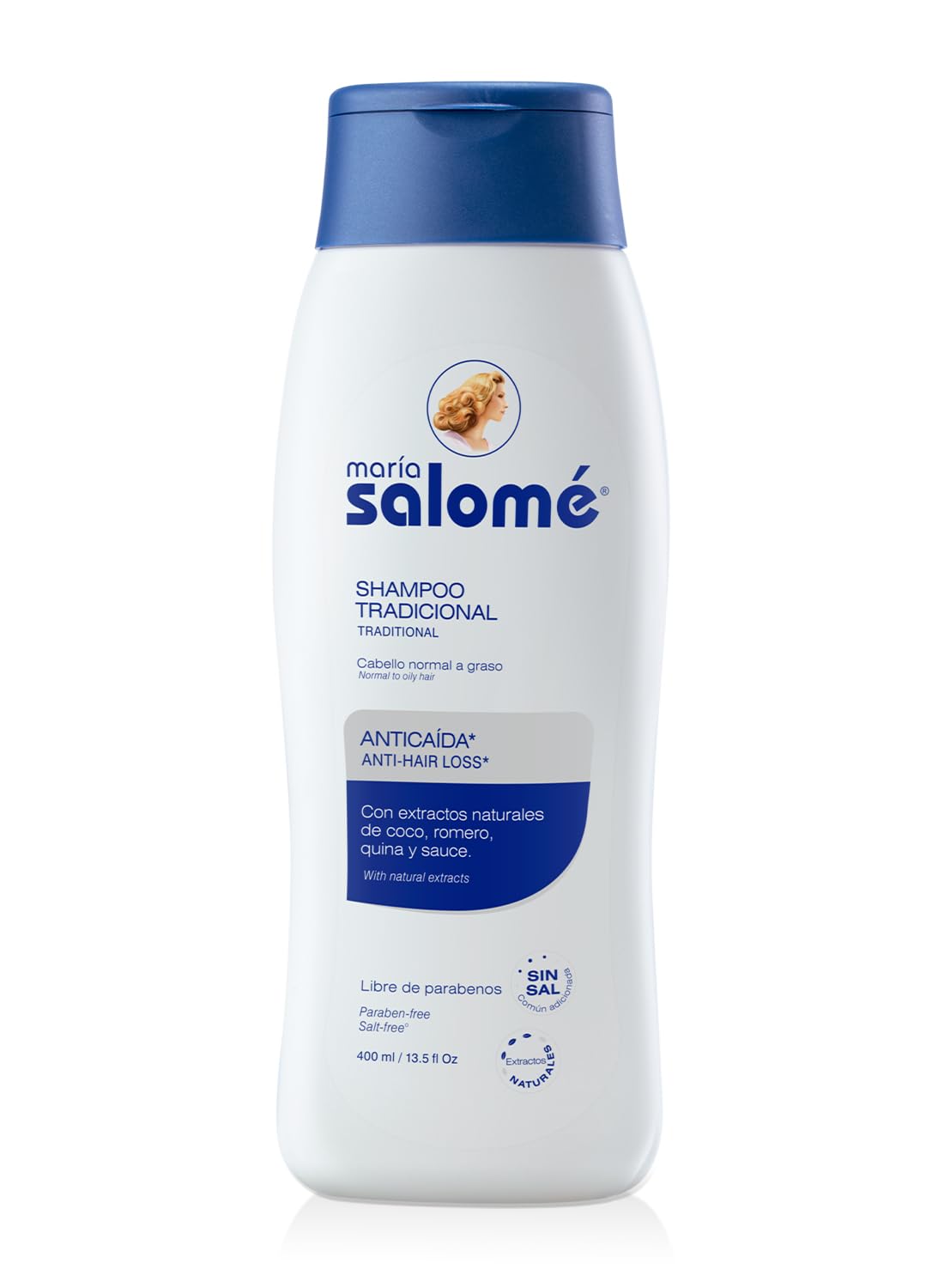 Shampoo Maria Salomé 400ml - Anticaída y estimula el Crecimiento. Sin Sal, Sin Parabenos