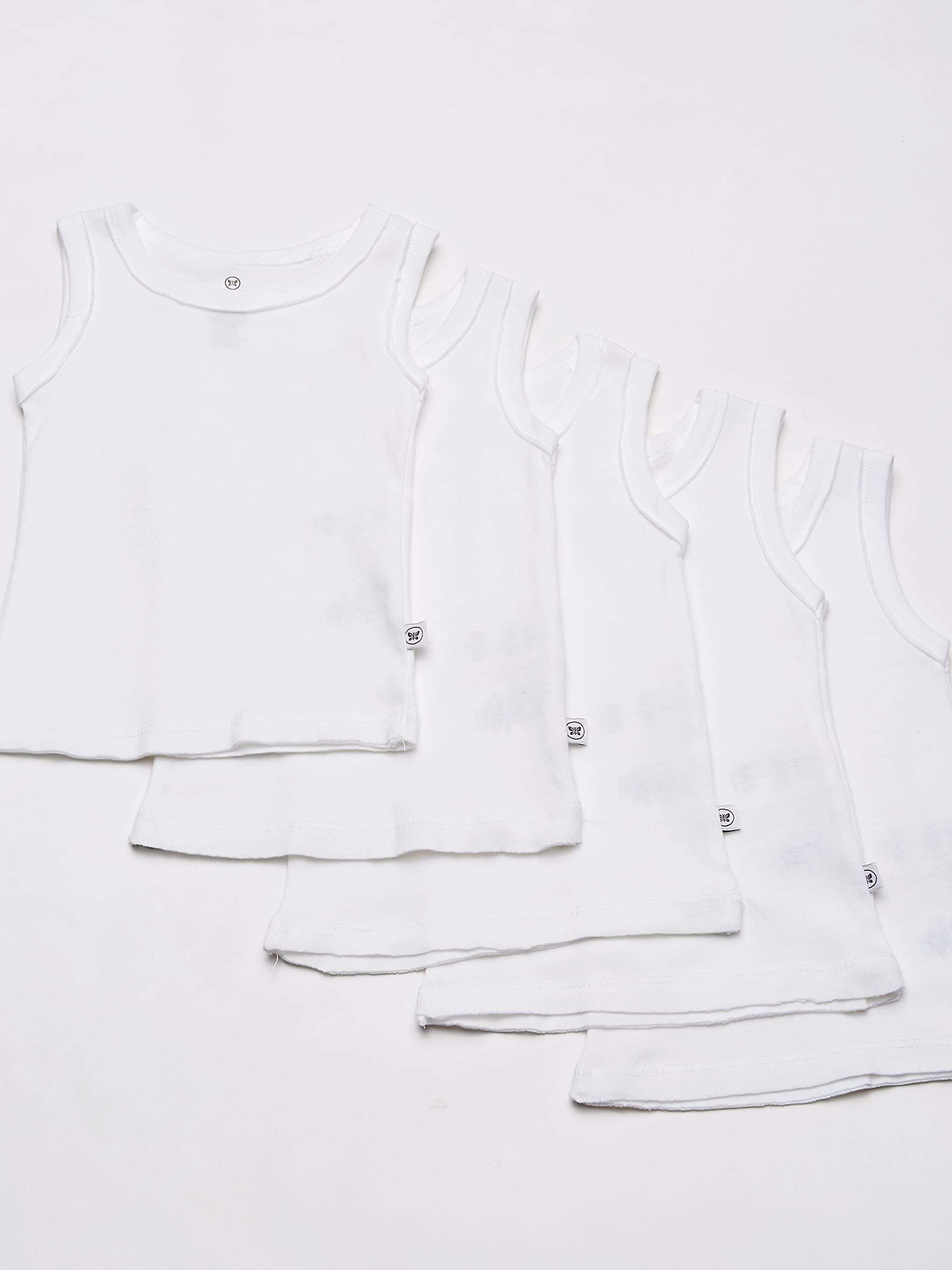 HonestBaby Muscle Tee Sleeveless Toddler T-Shirt Multi-Packs, 5-Pack Bright White, 5T