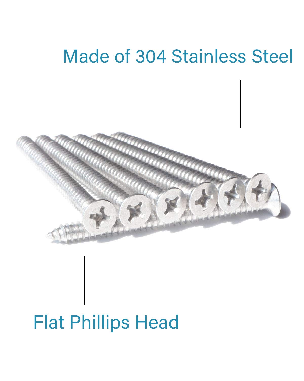 IMSCREWS Cabinet Screws #12 x 2-1/2" Flat Head Phillips Wood Screws 50pcs, Self Tapping 18/8 Stainless Steel Sheet Metal Screws for Indoor and Outdoor Wooden Working
