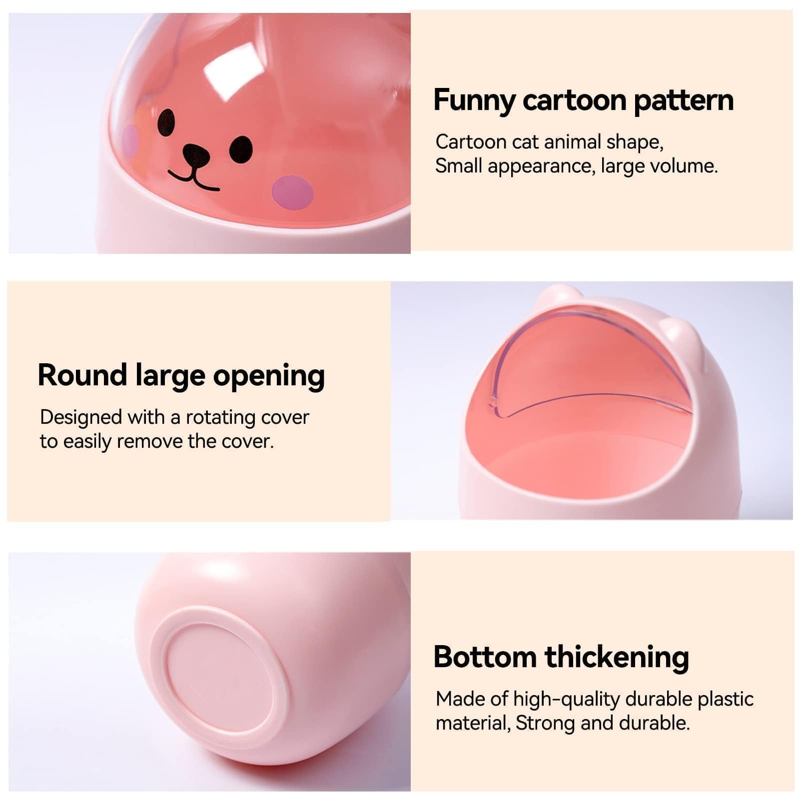 Cute Mini Desktop Trash Can, Cartoon Cat Animal Shape Waste Paper Bin with Swing Lid Mini Countertop Trash Can Small Garbage Can(Pink)
