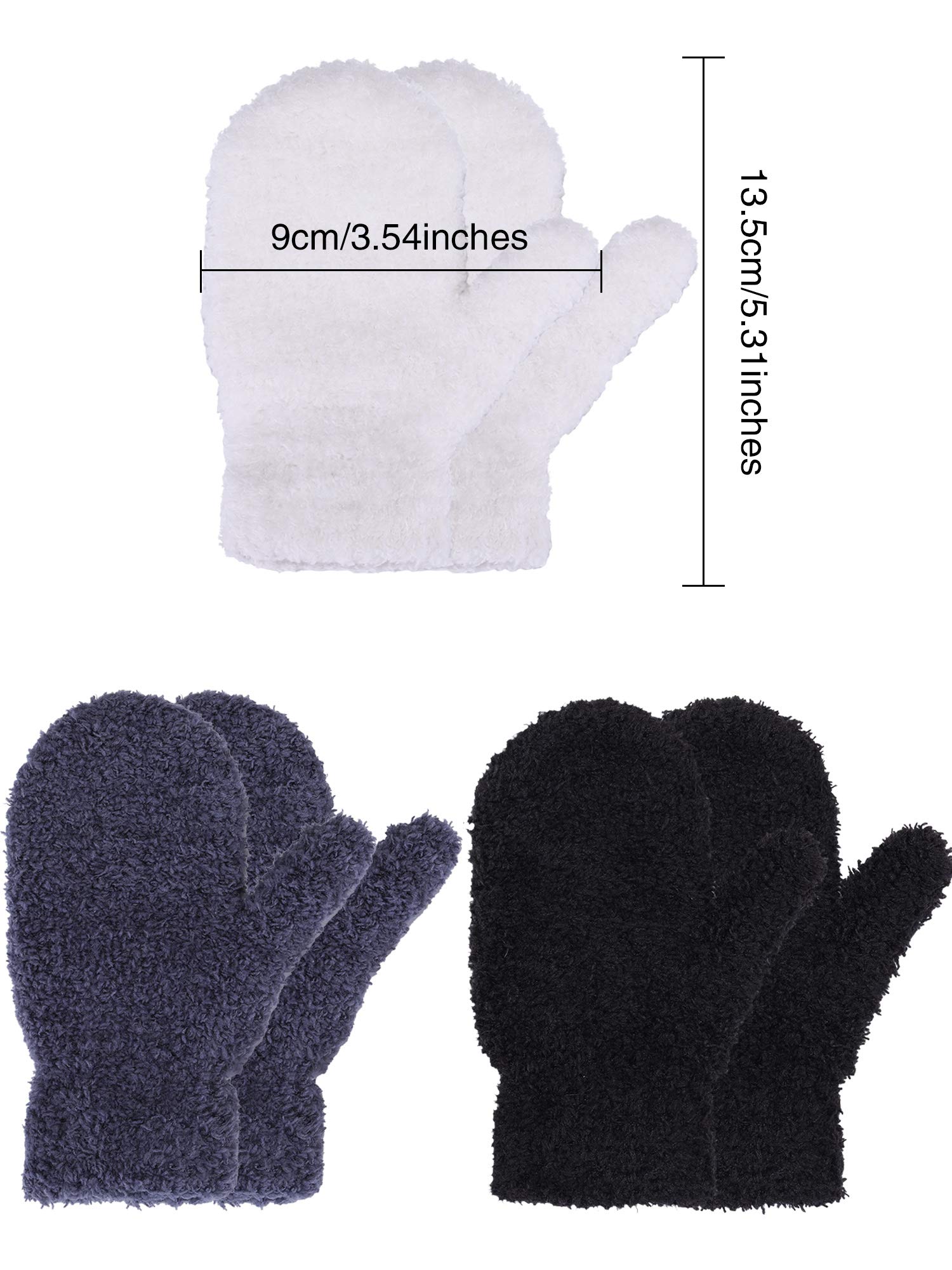 SATINIOR 3 Pairs Toddler Magic Stretch Mittens Little Girls Soft Knit Mitten Baby Boys Winter Knitted Gloves