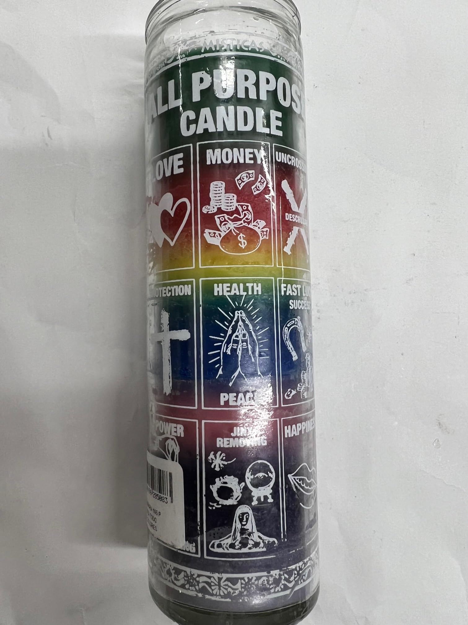 All Purpose 7 Color Unscented Pillar Candle in Glass (Veladora para Toda)
