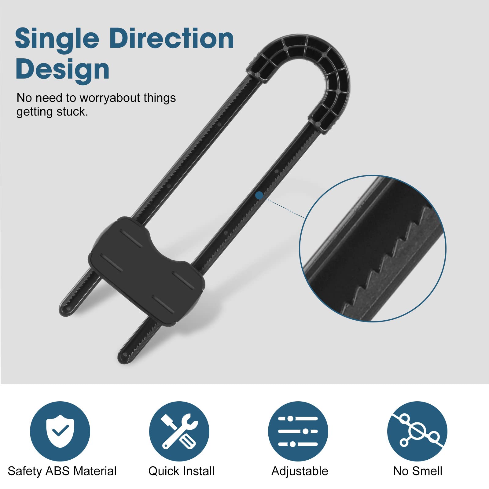 30 Pcs Sliding Cabinet Locks for Babies Adjustable U Shaped Safety Child Locks Baby Proofing Cabinet Latches for Drawer Knob Handle on Kitchen Bathroom Storage Cupboard Door Closet Dresser (Black)