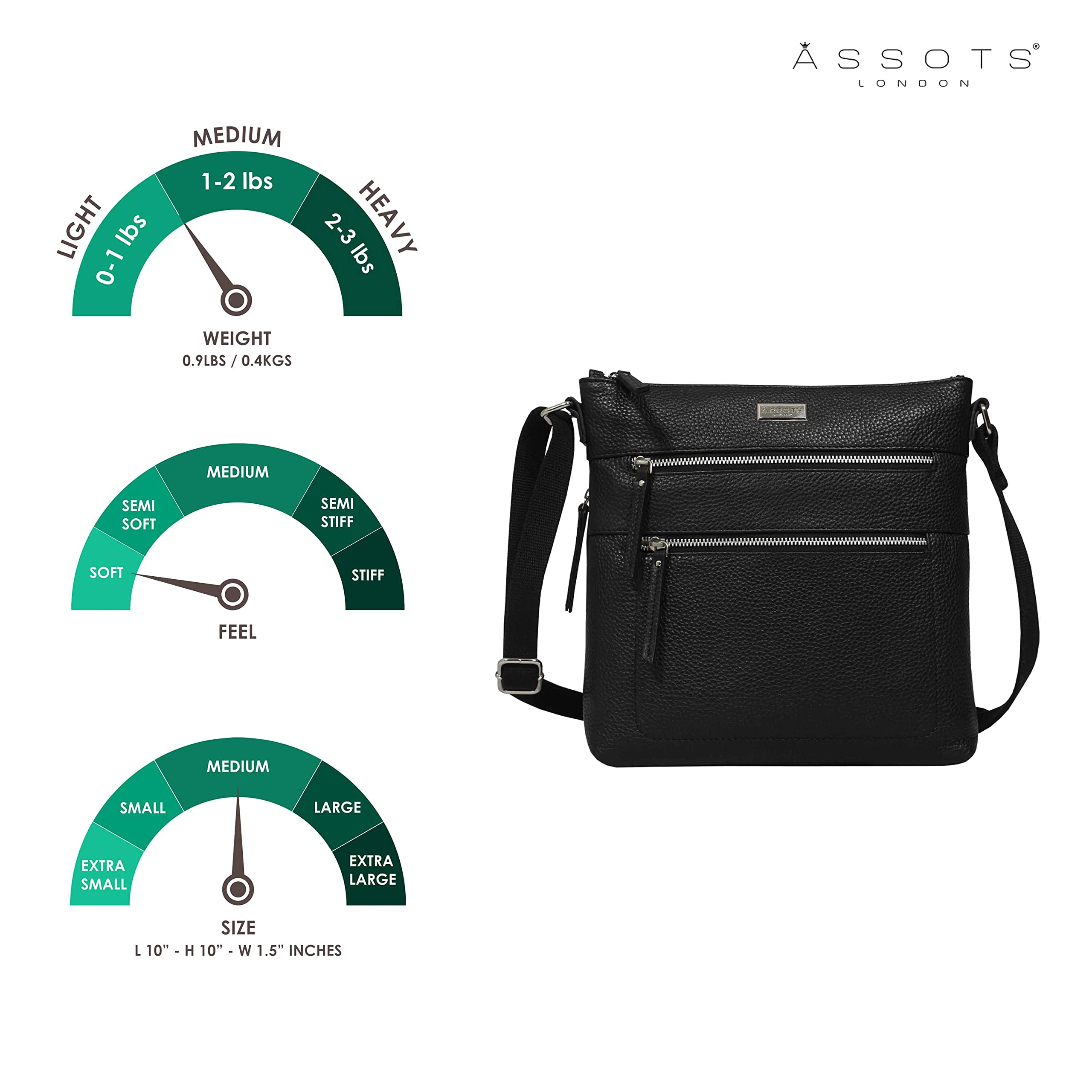 ASSOTS Crossbody Bags for Women – Real Leather Purses with RFID Protection, Multiple Pockets and Adjustable Strap